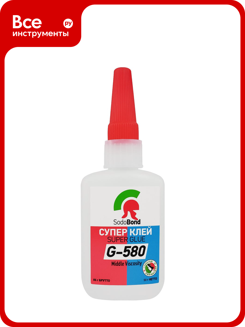 Супер клей SODOBOND G-580 50 гр 4631177710902 этилцианакрилатный клей для керамики и стекла, водостойкий клей