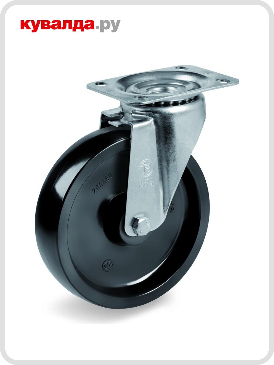 Колесо из термостойкой смолы TELLURE ROTA 677112 серия 67, d-100 мм, до 300 °C, поворот, (100х85)