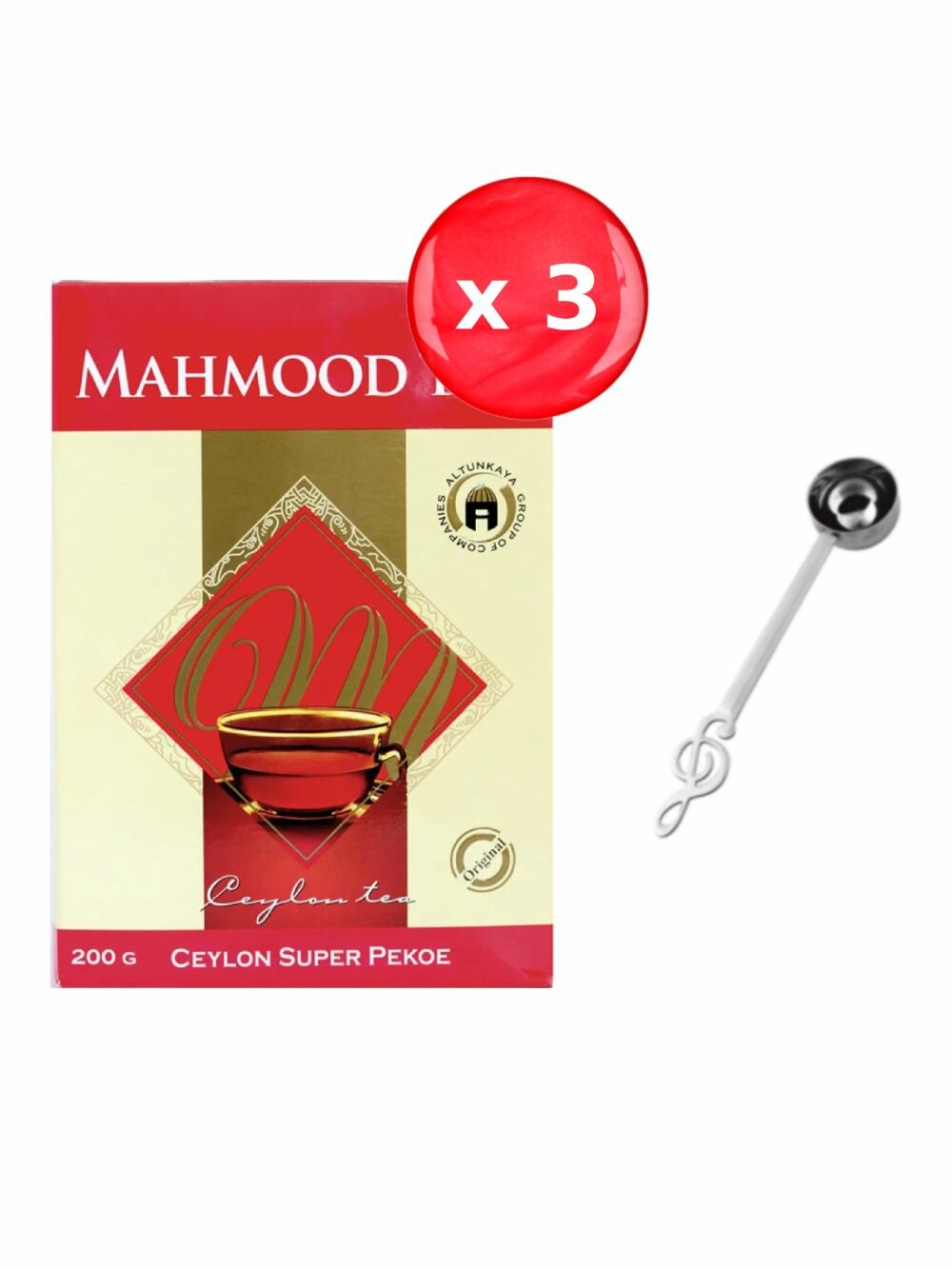 Чай черный Махмуд "Цейлонский Супер Пеко" (Mahmood Ceylon Super Pekoe) 200 г х 3 шт + ложка