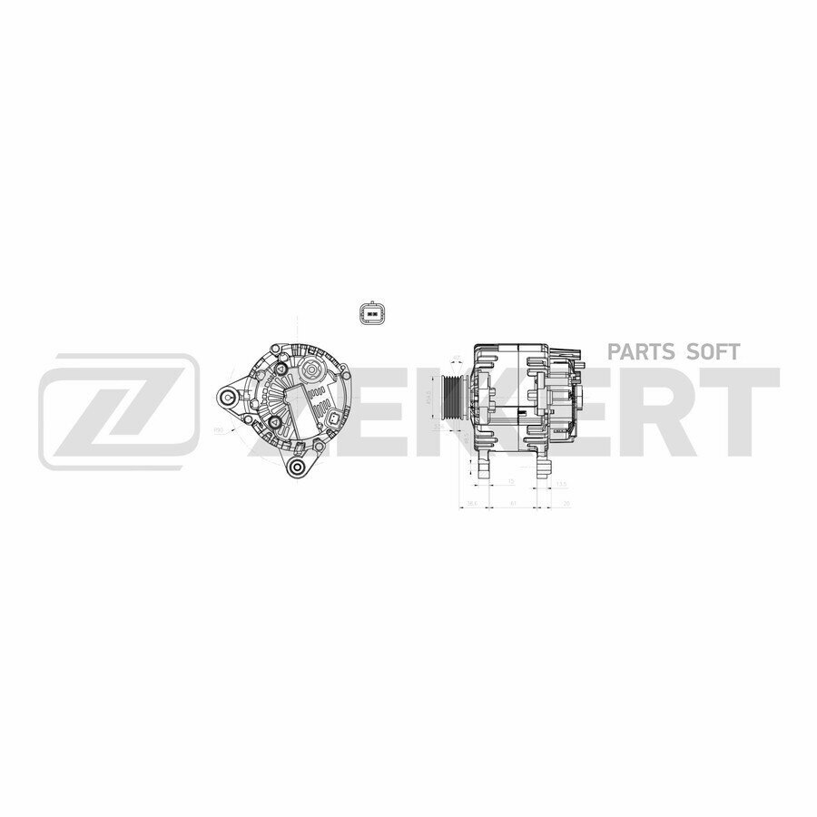 ZEKKERT GE-1030 Генератор Renault Logan I II 05- Duster 10- Dokker 12- Sandero 09- ()