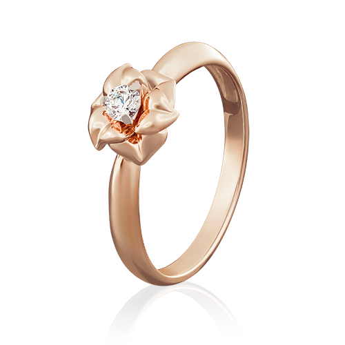 Кольцо, красное золото, 585 проба, бриллиант