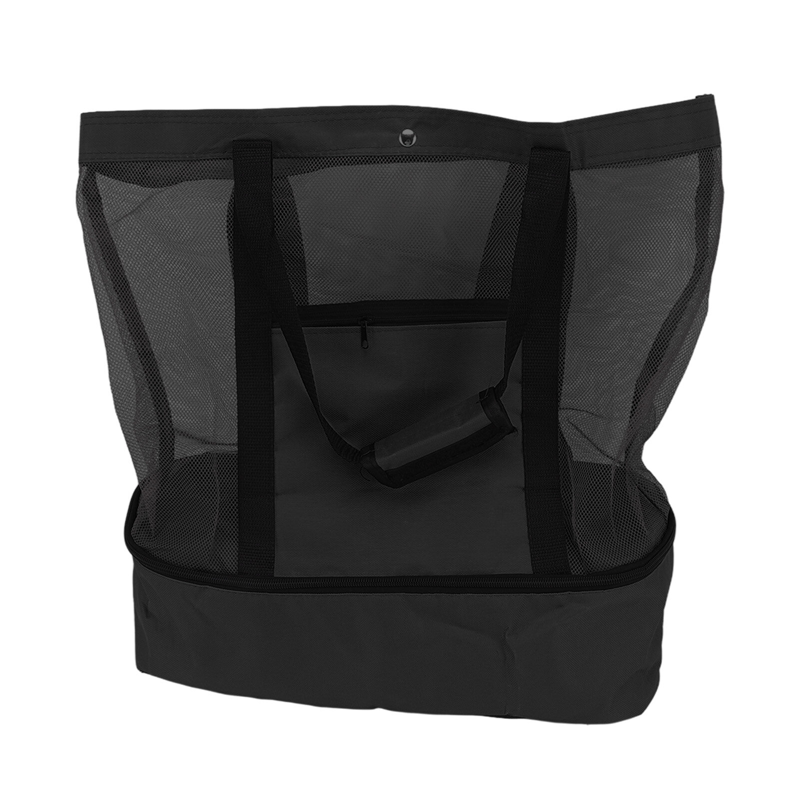 Сетчатая пляжная сумка, многофункциональная сетчатая конструкция, верхняя молния, сохраняет свежесть, прочная тканевая пляжная сумка для пляжа, сада, кемпинга, черная