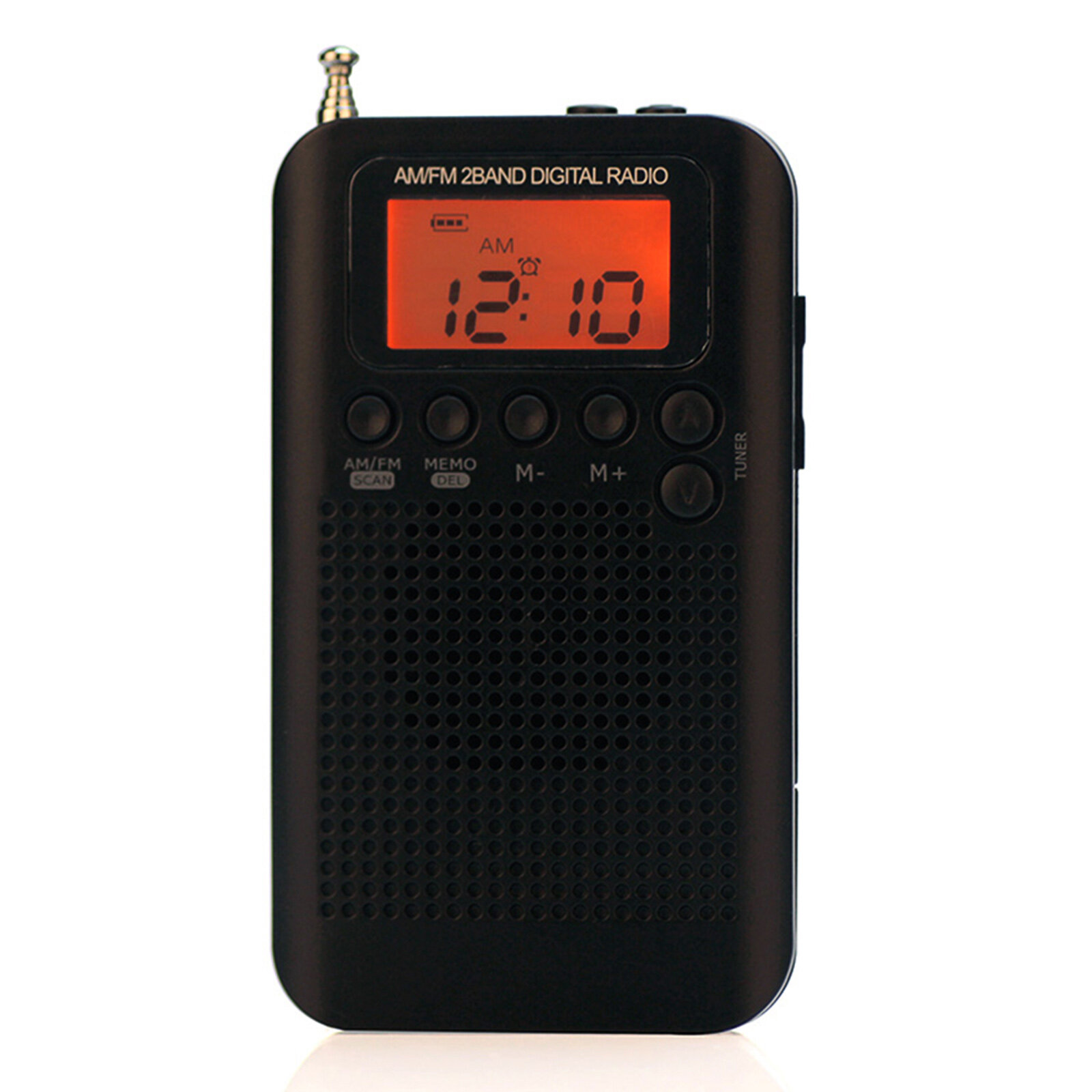 Радиоприемник портативный HRD-104 AM/FM стерео 2-диапазонный цифровая настройка мини-приемник для открыток с наушниками ланчонетой 1.3-дюймовым ЖК-дисплеем, материалы ABS пластик, цвет золотистый черный серый, размер 10.5*6*1.1см, вес 64г, батарейки
