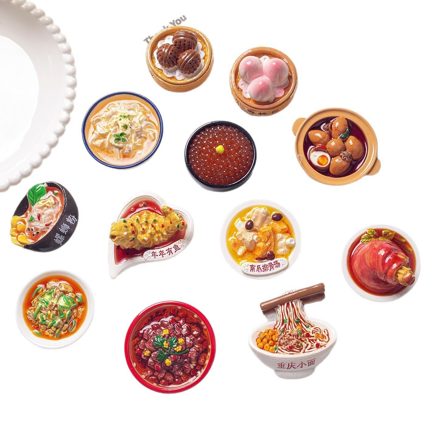 12 магнитов на холодильник из смолы с изображением китайской кухни, 3D-образные блюда с димсамами и лапшой, магниты на разные виды еды, декоративные магниты на холодильник с изображением китайской кухни для кухни, офиса и домашнего декора