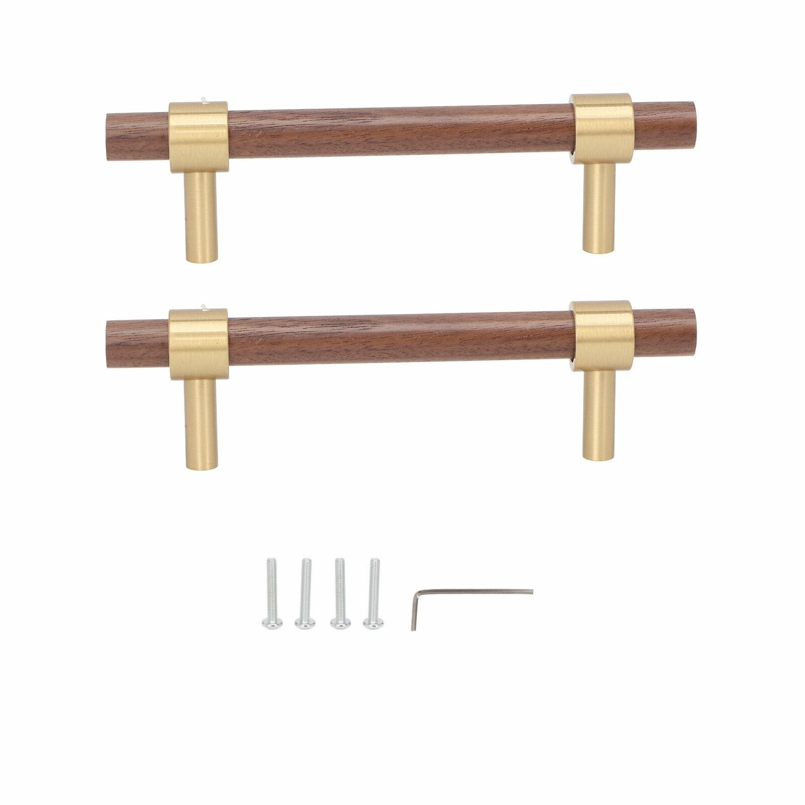 2 комплекта ручек для шкафа из орехового дерева, латуни, кухонной мебели, фурнитуры для шкафа, декоративных небольших ручек для ящиков
