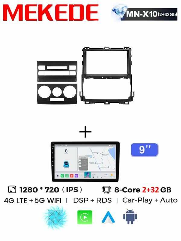Магнитола 9" Mekede MN X10 Pro 2/32 Gb Toyota Land Cruiser Prado 120 3 Lexus GX470 GX 470 J120 F3 carplay
