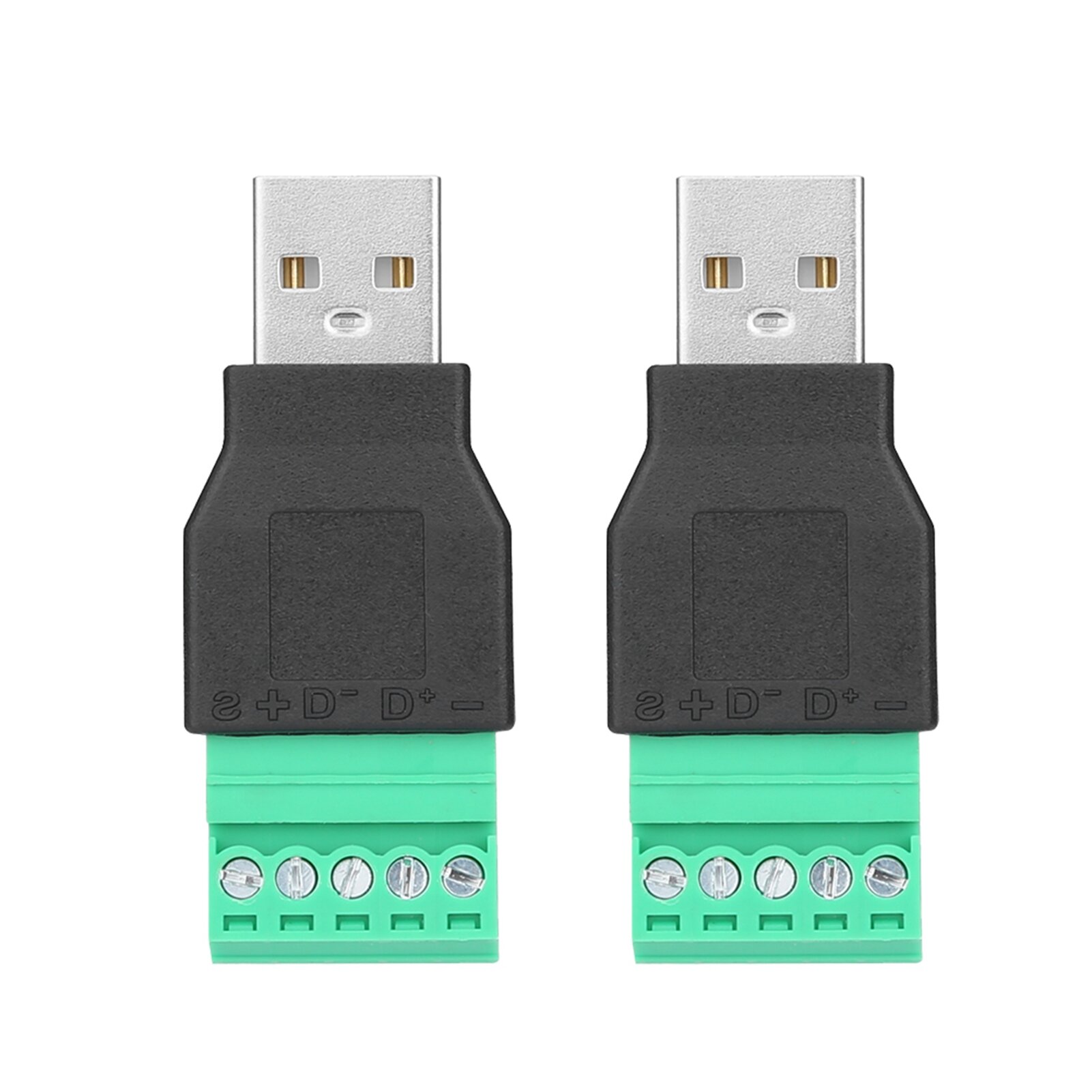 2 шт. USB-штекер-адаптер с 5-контактным винтовым клеммным разъемом