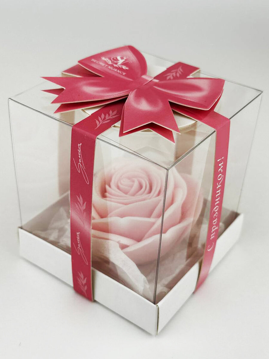 Secret Nuance Мыло Цветы сувенирное Роза, 1 шт в прозрачном кубе