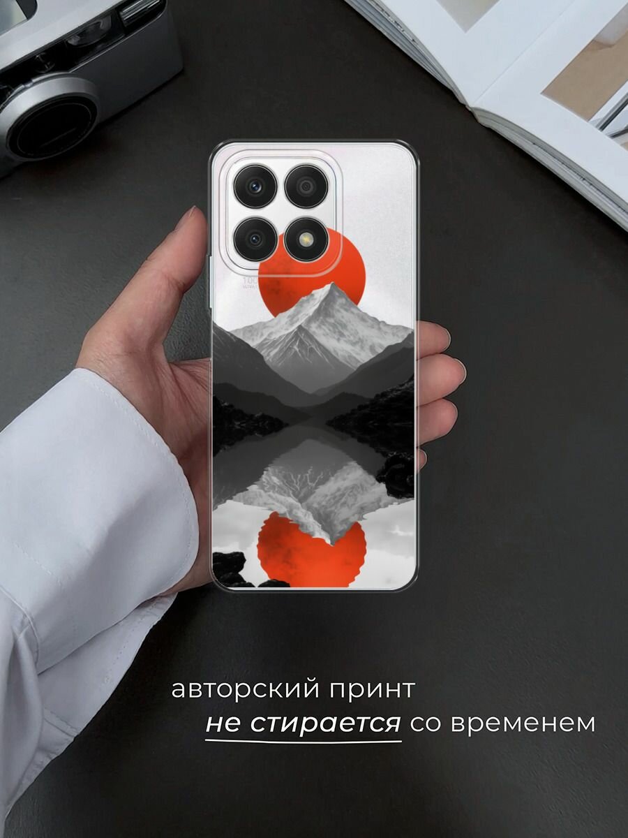 Чехол на Honor X8A / Хонор X8A с принтом Белая гора 2, прозрачный — фото 1