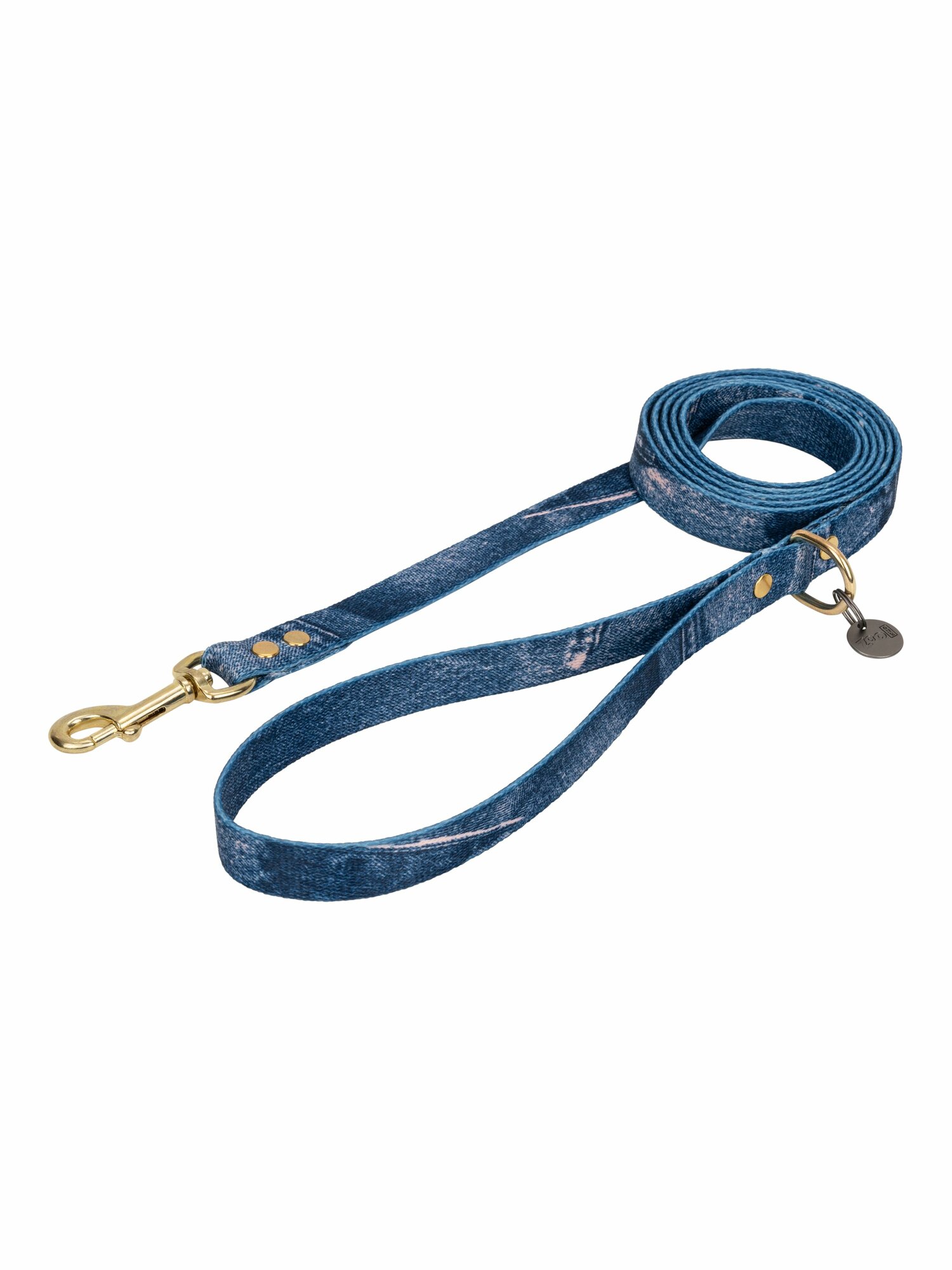 Поводок для собак с карабином ZooOne, нейлон, ширина 15 мм, длина 1,5 м, джинс (золото), 73-1589