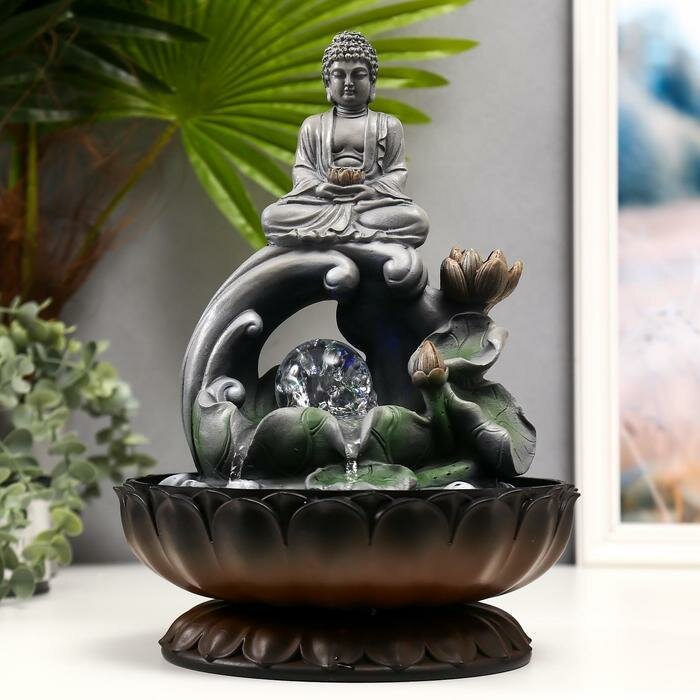 Декоративный фонтан Будда на волне (с подсветкой)