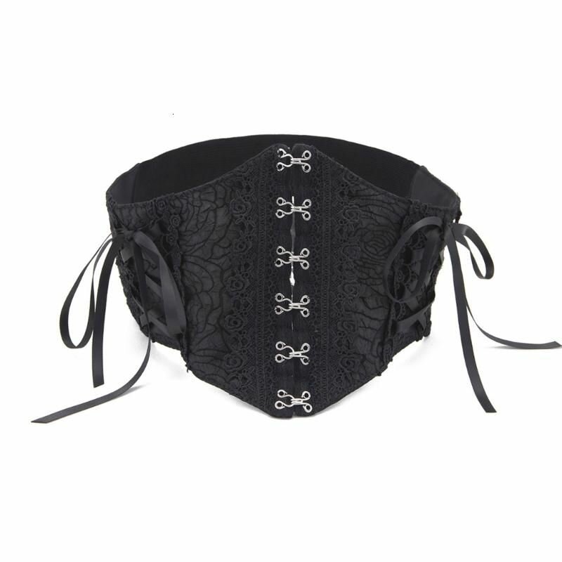 Эластичный кружевной корсет под грудью для моделирования талии и стройной фигуры, Черный