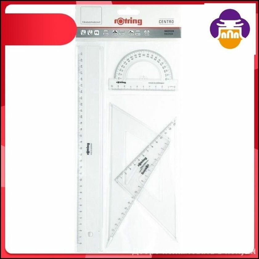Эксклюзивный набор rotring с двумя прозрачными лекалами, треугольником и квадратом