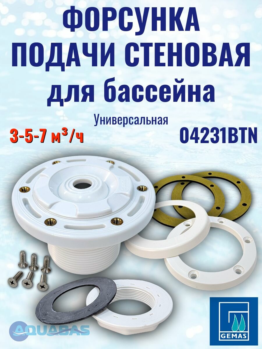 Форсунка стеновая для бассейна Gemas 2" НР с контргайкой универсальная (04231BTN)