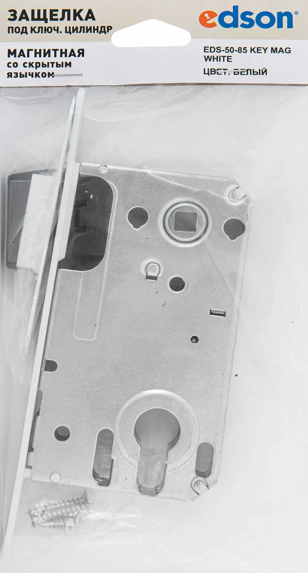 Защелка магнитная Edson EDS-50-85, 73x132x14 мм, сталь, цвет белый