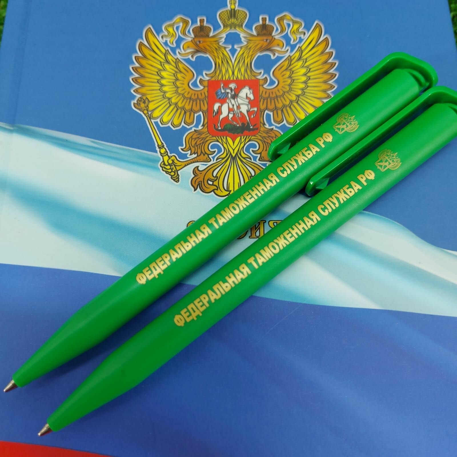 Ручка шариковая Федеральная таможенная служба России зеленая 2 штуки