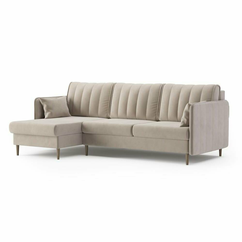 Угловой диван-кровать Уют-Мебель "Остин", механизм пантограф, велюр молочный, 230х150х100см