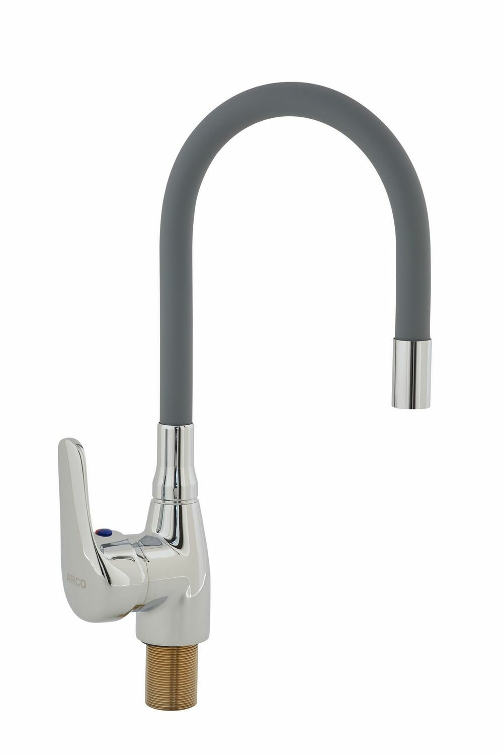 Смеситель Arco А4734GR кухня, 40 мм, ручка боковая, с гайкой, гибкий излив, серый