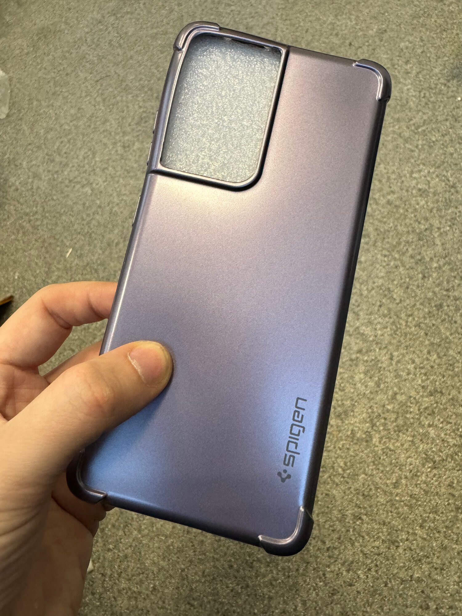 Чехол панель накладка бампер MyPads SPIGEN для Samsung Galaxy S21 Ultra тонкая силиконовая крышка светло-серая MyPads