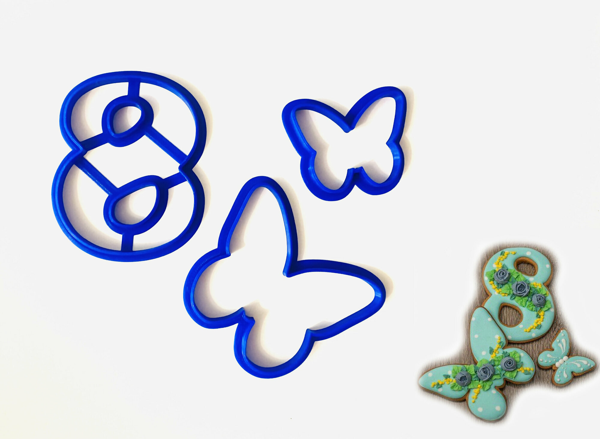 Формочки для печенья, вырубки для пряников "8 марта, весна, женский день, бабочки" 3 шт.