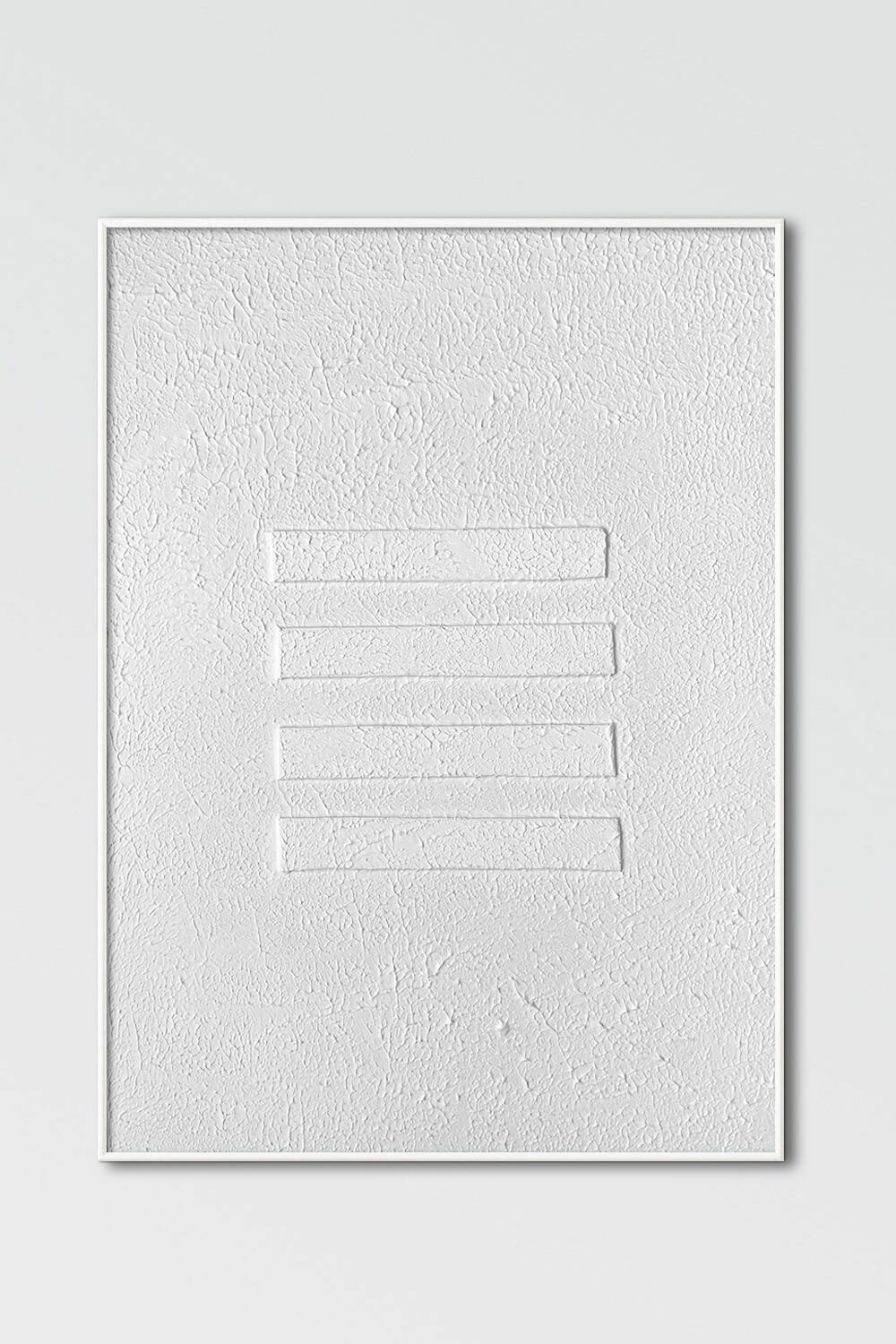 Картина ручной работы DECORMARKT Белые полосы, в белой рамке 50х70 см