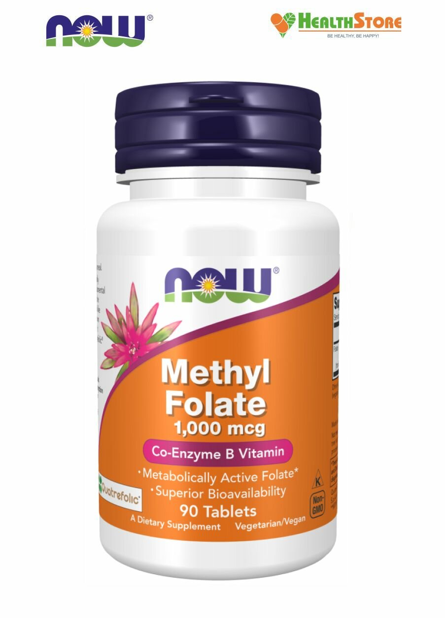 NOW Methyl Folate 1000мкг 90 таблеток Метилфолат 1000мкг Нау, для нервной системы, обмена веществ, сосудов