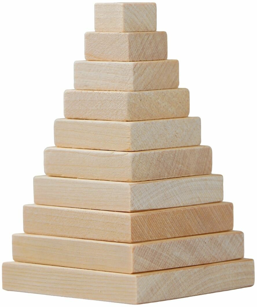 Деревянная пирамидка "Квадрат", детская развивающая игрушка на логику, развитие координации и мелкой моторики, учим понятие больше-меньше