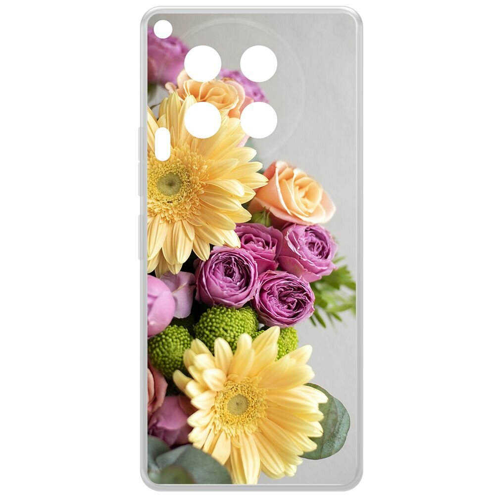 Чехол-накладка Krutoff Clear Case Букет для TECNO Camon 30, с рисунком, термопластичный полиуретан (TPU)
