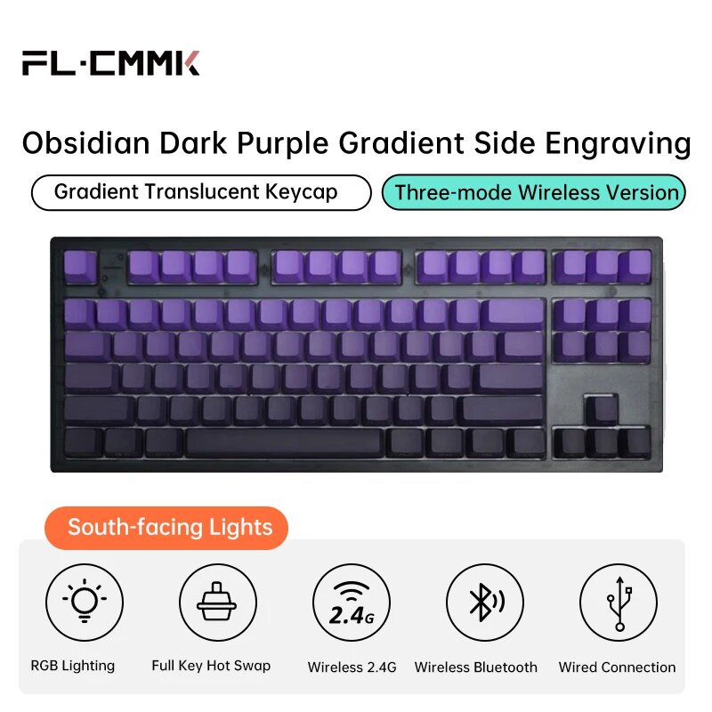 FL·ESPORTS MK870 механическая клавиатура 87 клавиш FL Yuedong Red, Three Mode