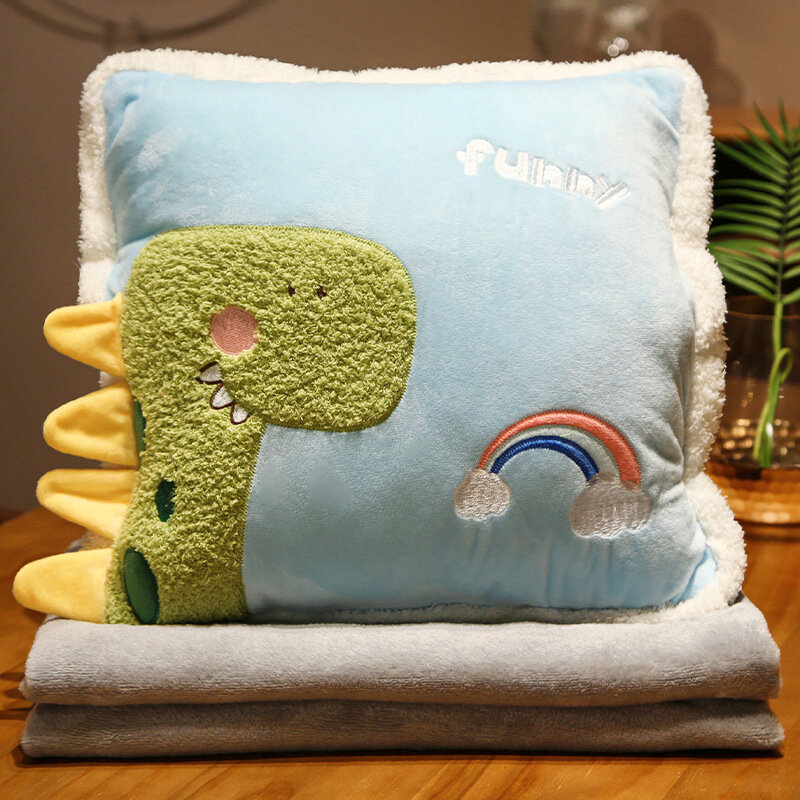 Двухсторонняя подушка и одеяло для офисного сна, двухв-одном автомобильная подушка с кондиционером, милая подушка в виде кита для дивана