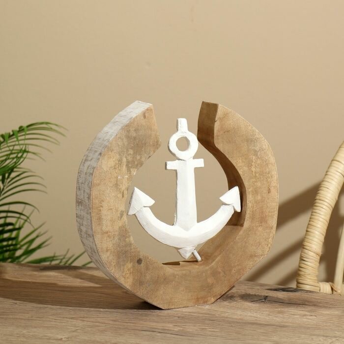 Сувенирная фигура Sima-land "Якорь", 28х6х27 см, алюминий, манговое дерево