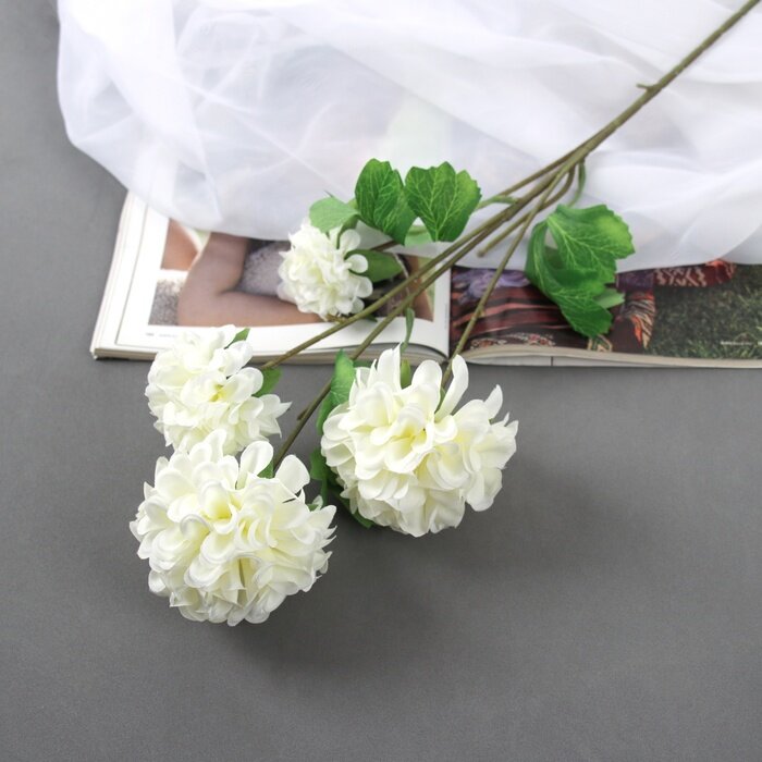 Цветы искусственные «Гортензия люкс кустовая», h=64 см, белые