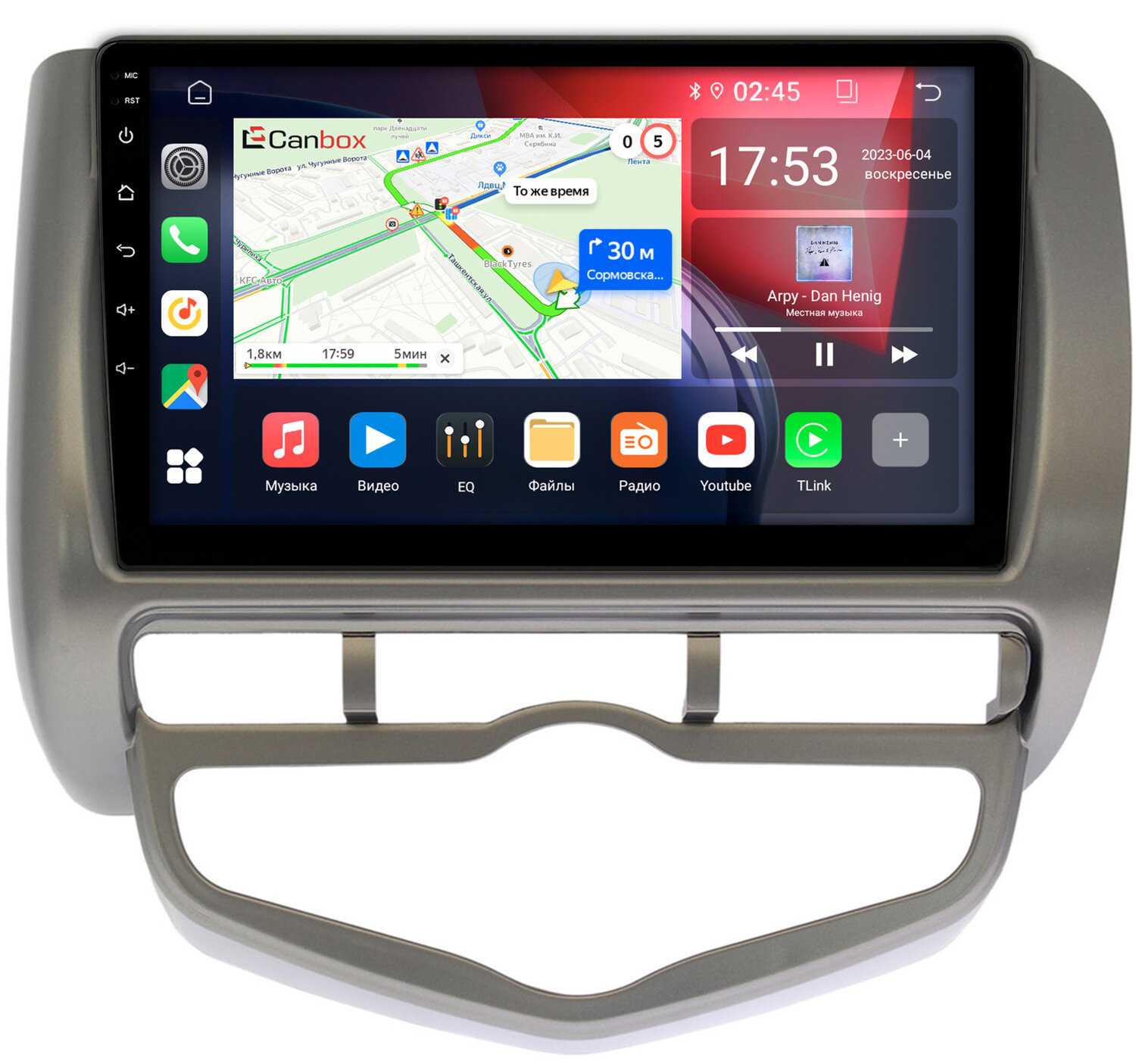 Штатная магнитола Canbox GT9-9095 для Honda Fit 2001-2008 (правый руль) на Android 10 (IPS, DSP, CarPlay)