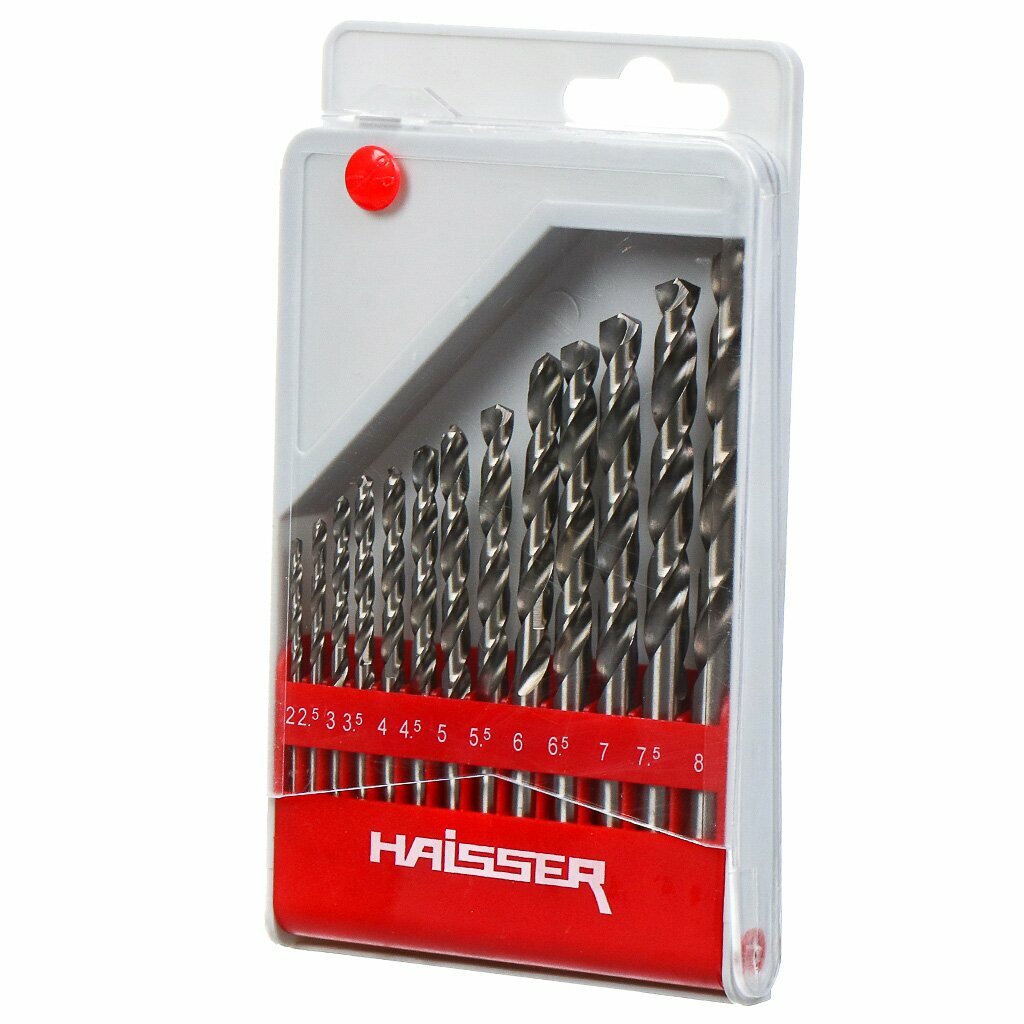 Набор спиральных сверл по металлу Haisser HS101203, 13 шт, 2-8 мм, Китай