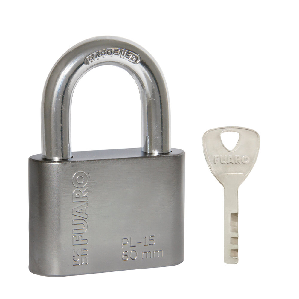 Замок навесной Fuaro (Фуаро) PL-WEATHER-1560 Nickel 4 fin key ( PL-15-60) диск.