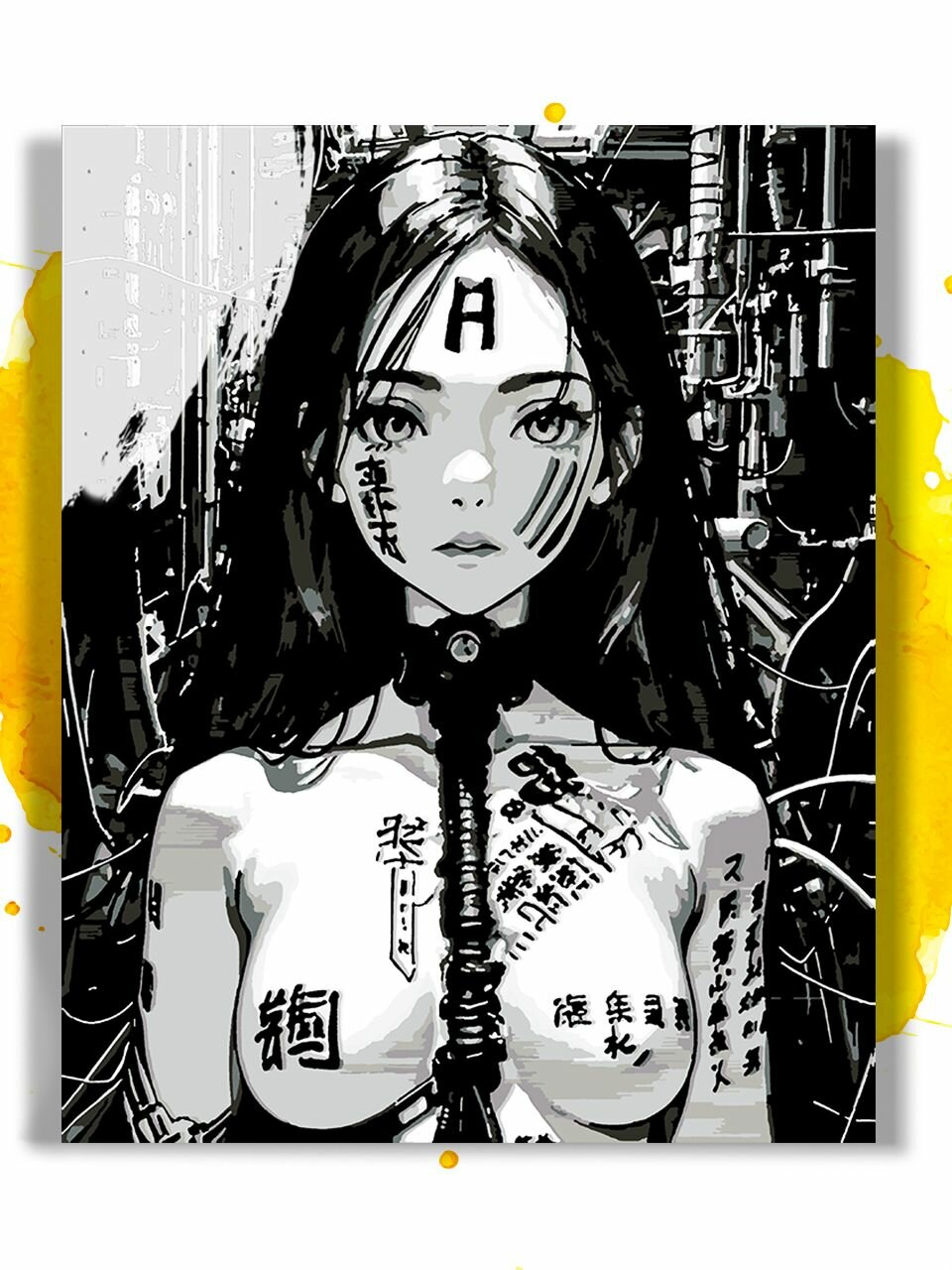 Картина по номерам на холсте Девушка Cyberpunk 3, 40 х 50 см