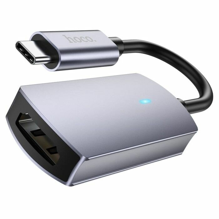 USB-адаптер Hoco UA20, Type-C - HDMI, 11.5 см, серый