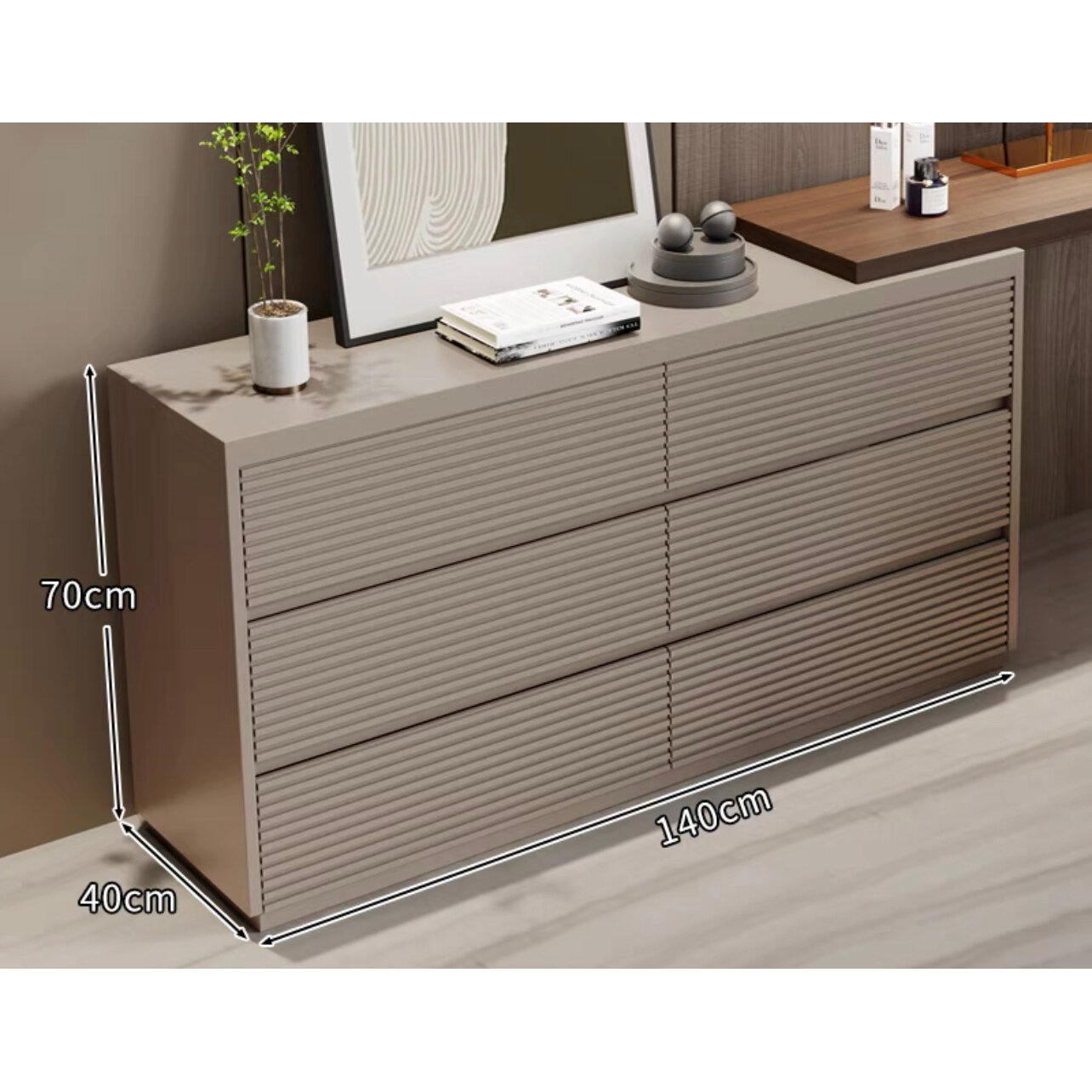 Комод с туалетным столиком Bernard (Комод темно-бежевый / 140см)