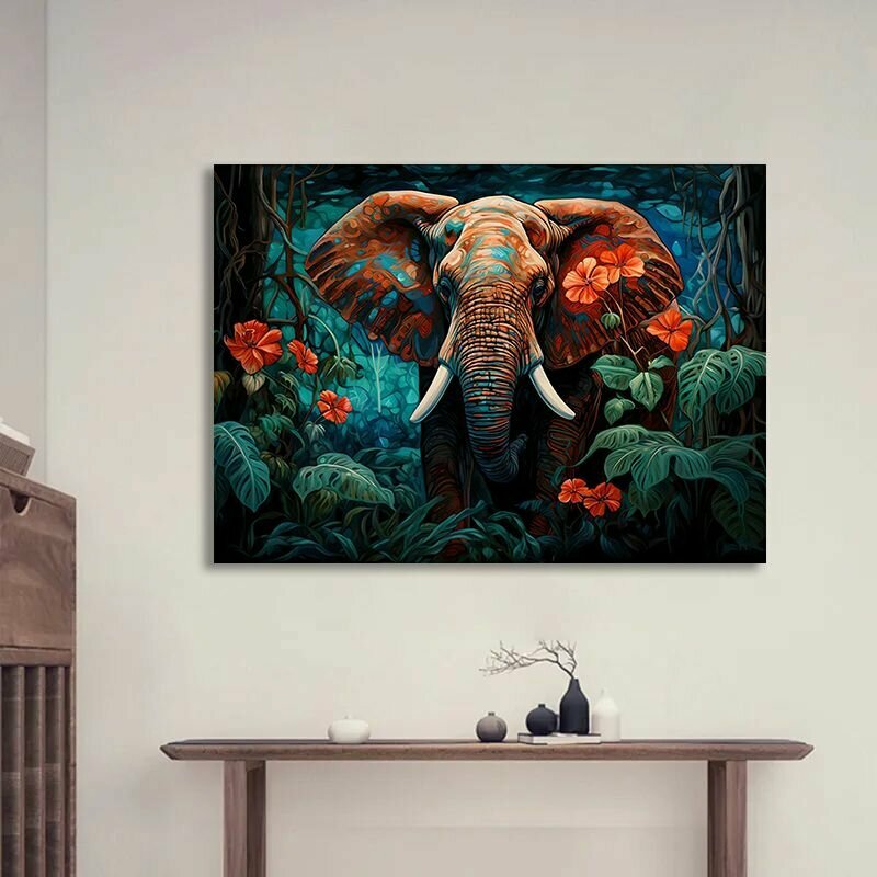 Картина ВсеКартины. тут "Дикий Слон", на подрамнике, холст, 50x70 см