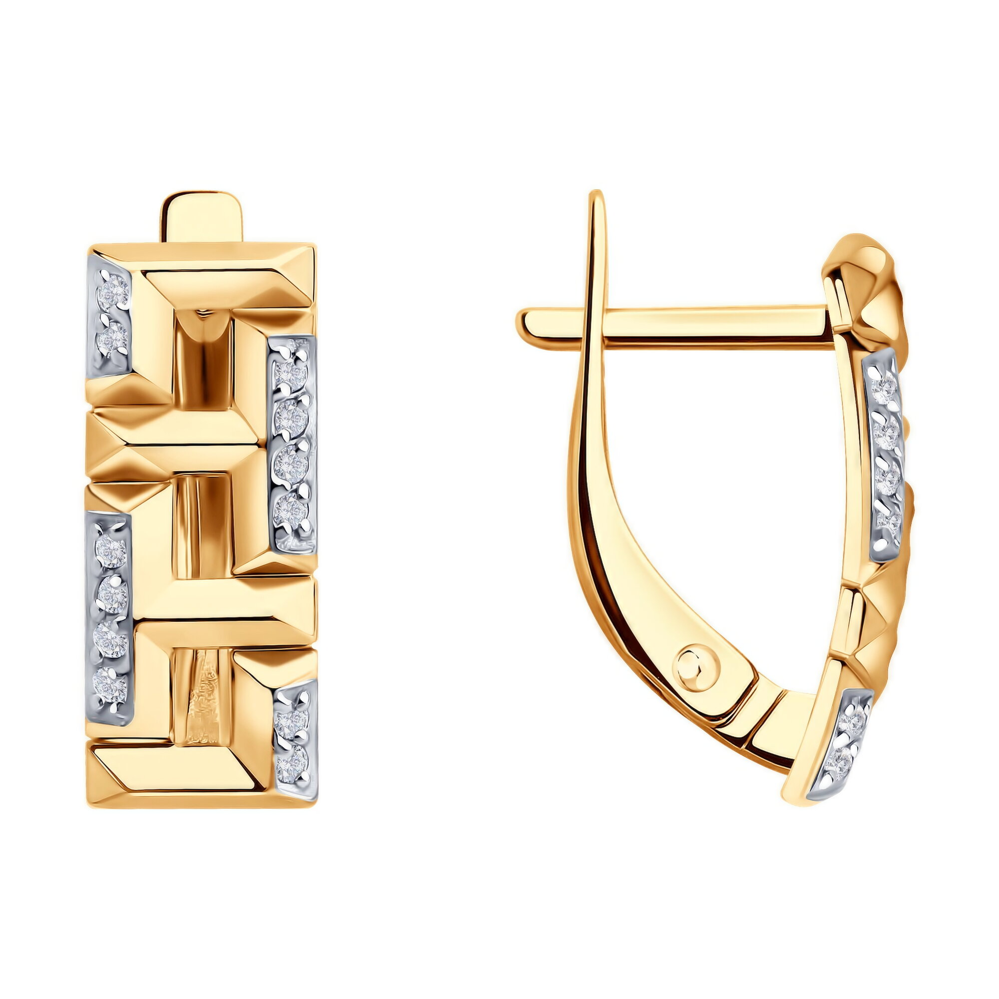 Серьги, красное золото, 585 проба, фианит