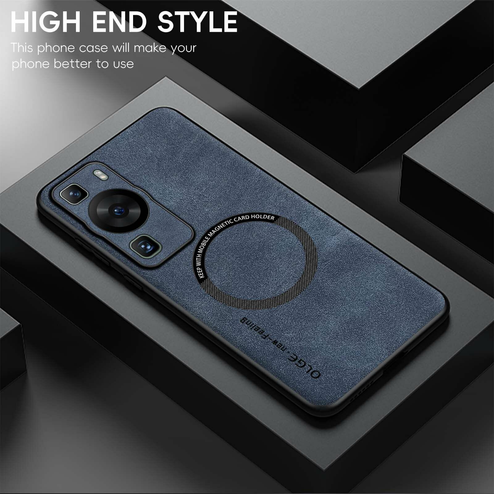 OLGE Роскошная кожа MagSafe чехол для Huawei P60 / P60 Pro / Хуавей П60 Про