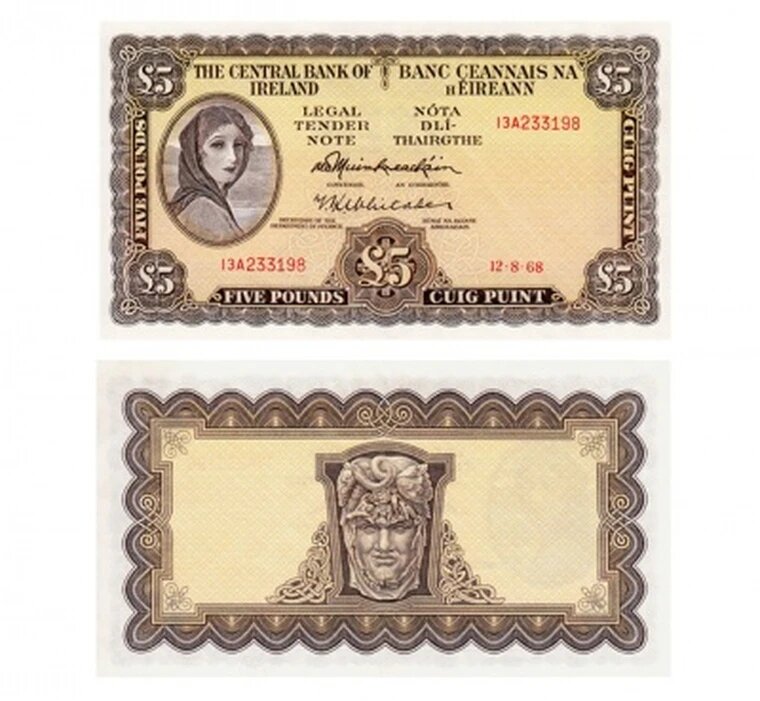 5 фунтов 1968 Ирландия, сувенирная копия, банкноты и купюры редкие коллекционные