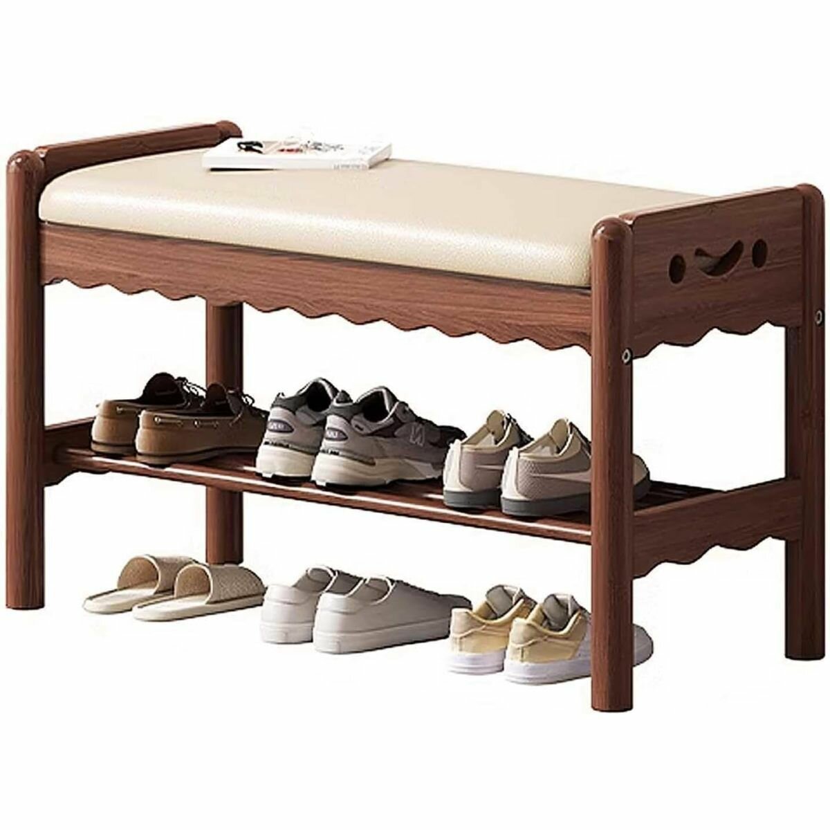 Табурет для смены обуви из цельного дерева