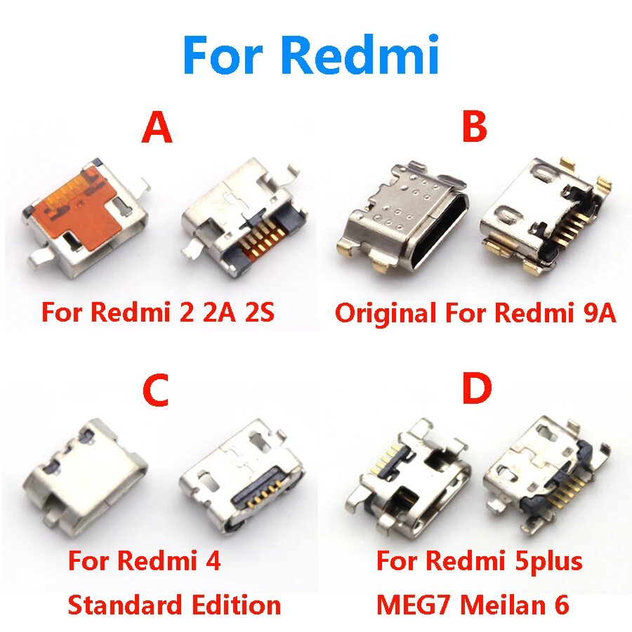 Зарядное устройство Micro Usb 10 шт, разъем для подключения док-станции для Xiaomi Redmi 9A, C