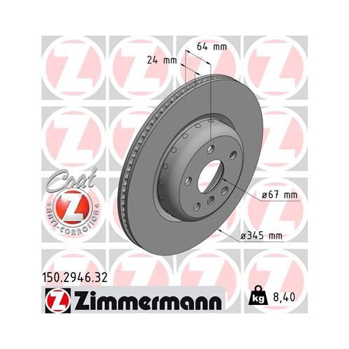 Диск тормозной для автомобиля БМВ, ZIMMERMANN 150.2946.32 (1 шт.)