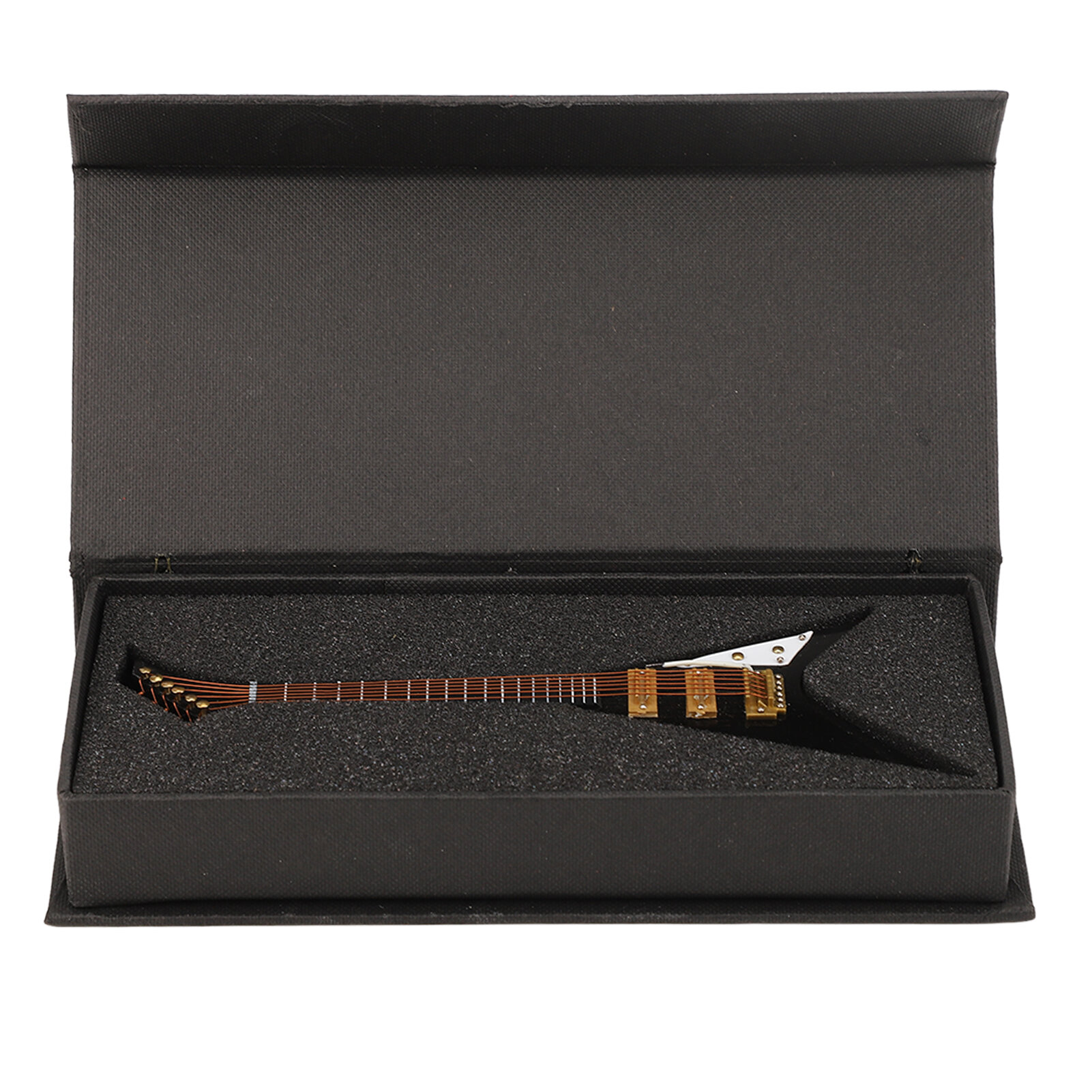 Деревянная миниатюрная электрогитара с подставкой, черная, миниатюрный музыкальный инструмент, модель для кукольного домика, украшение, 7,3 дюйма
