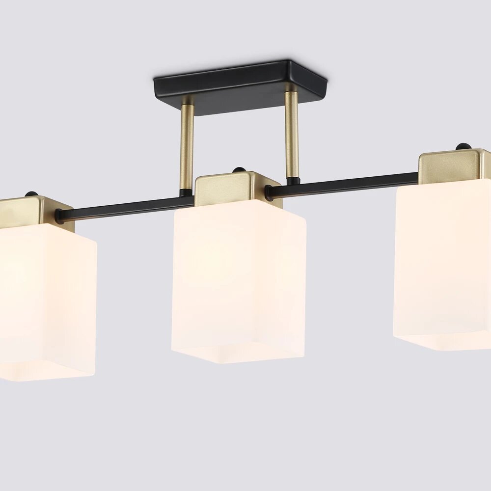 Люстра на штанге со стеклянными плафонами TR303046/3 BK/GD черный/золото E27/3 max 60W 540*100*270