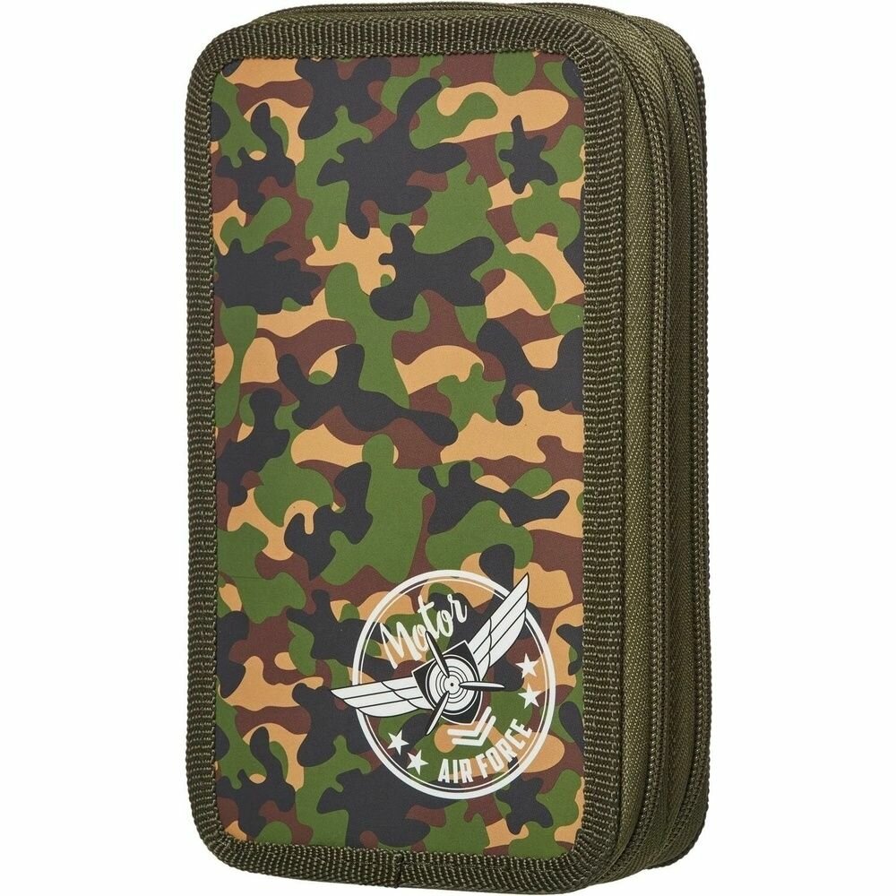 Пенал №1 School Military, 2 отделения, ламинат, софт тач, 190х110 мм