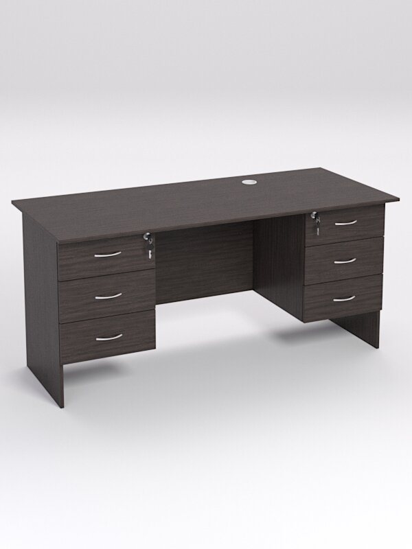 Стол двухтумбовый офисный С-07, Дуб Венге. Производитель товара - компания Westcom.