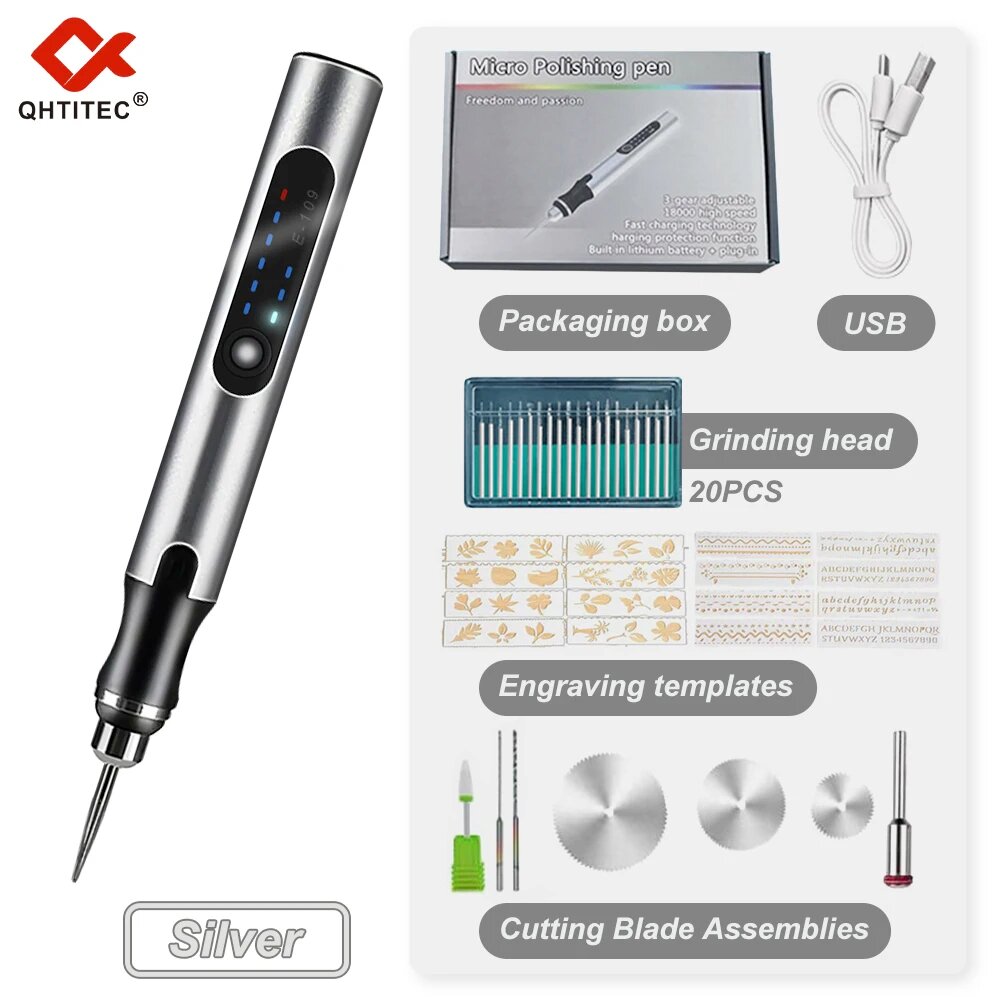 Микрогравер QHTITEC шлифовальная машинка KIT4 с набором сверл